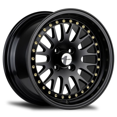 Avid 1 Wheels AV-12 MATTE BLACK W/ GOLD 15x8 4x100 et25 cb73.1
